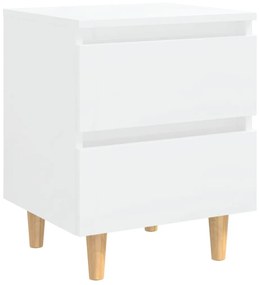 Noční stolek Gorgon - nohy z borovice - 40x35x50 cm | bílý s vysokým leskem