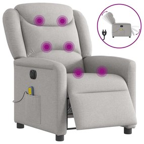 Elektrické masážní polohovací křeslo obláčkově šedé textil 3303193
