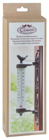 Litinový nástěnný teploměr Esschert Design Dekor Bird, výška 27,3 cm