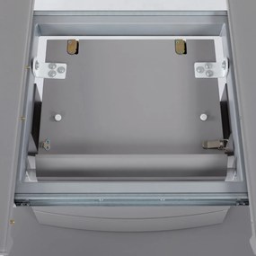AUTRONIC Jídelní stůl 110+40x70 cm, šedá 4 mm skleněná deska, MDF, šedý matný lak