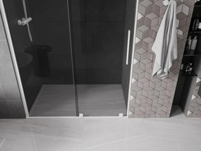 Mexen Velar, posuvné sprchové dveře do otvoru 130 cm, 8mm šedé sklo, bílá matná, 871-130-000-41-20