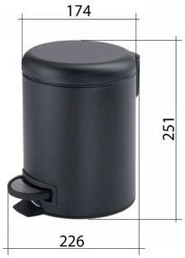 Gedy POTTY odpadkový koš 3l, Soft Close, černá mat - 320914