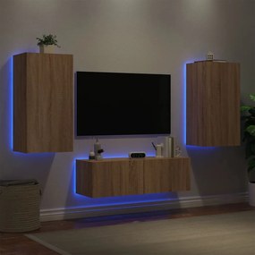 3dílná obývací stěna s LED osvětlením dub sonoma - Default Title
