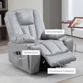 Elektrické TV křeslo HOMCOM, s 8 masážními body, s možností náklonu 135°, s pružinovým jádrem, dálkové ovládání, 94 cm x 96 cm x 106 cm, tmavě šedé| …