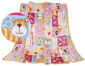Bellatex Dětská deka ELLA 100x155 cm Patchwork Růžová,Modrá,Žlutá