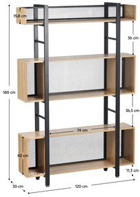 Kondela 3-policový regál, dub/černá, KILIS NEW TYP 3