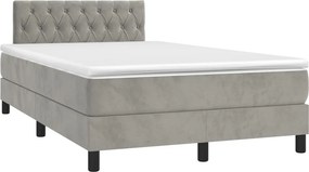 Box spring postel s matrací a LED světle šedá 120x200 cm samet 3134573