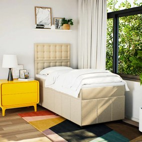 Box spring postel s matrací krémová 90x200 cm textil 3293870