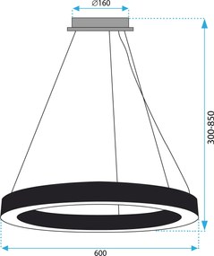 Toolight Toolight, LED stropní svítidlo 60cm, 27W, APP1282-1CP, černá, OSW-00940