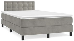 Box spring postel s matrací a LED světle šedá 120x190 cm samet 3270177