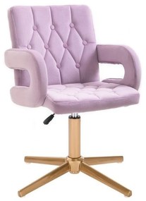 LuxuryForm DESIGN Otočná židle BOSTON VELUR na zlatém kříži - levandule