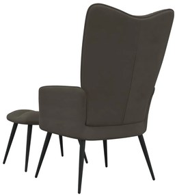 Relaxační křeslo Molde se stoličkou - samet | tmavě šedé