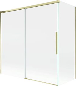 Mexen Rox, 2-křídlová posuvná vanová zástěna 160 + 70 x 150 cm, 8mm čiré sklo, zlatý lesklý profil, 8C9-160-070-50-00