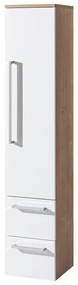 Mereo Bino, koupelnová skříňka vysoká 163 cm, pravá, bílá/dub - CN678