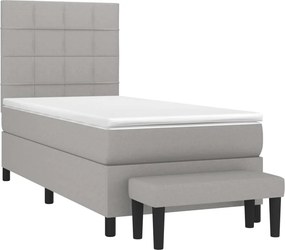Box spring postel s matrací světle šedá 80 x 200 cm textil 3136549