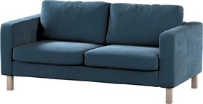 Potah na pohovku IKEA  Karlstad 2-místná, nerozkládací, krátký barva modrá látka lesklé, sametová