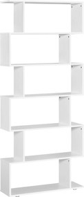 HOMCOM Knihovna s 6 policemi Dřevěná S Tvar 80x24x191 cm | Aosom