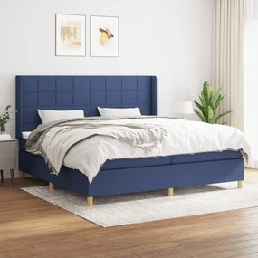 Box spring postel s matrací modrá 200x200 cm textil 3132023