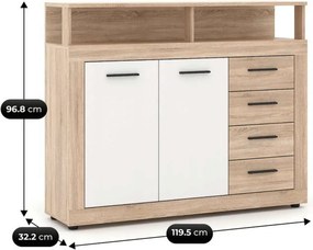 Komoda Leniza 120A, dub sonoma / bílá