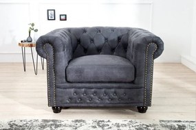 Deflee křeslo CHESTERFIELD ANTIQUE GREY KRS37389100% polyester - mikrovlákno  105 cm x 70 cm x 85 cm
