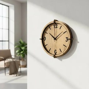 Dřevěné nástěnné hodiny 30-50 cm - moderní dubový design hodiny | SENTOP HDF0601-GOLD-OAK