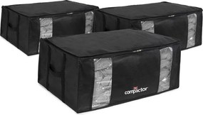 Černé vakuové plastové úložné boxy v sadě 3 ks 65x45x27 cm Black Edition – Compactor