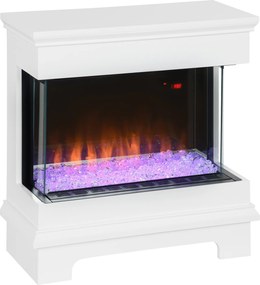 HOMCOM Elektrický krb s 10 barvami, automatické vypnutí a 12hodinový časovač, 61x28x66,5 cm, bílý