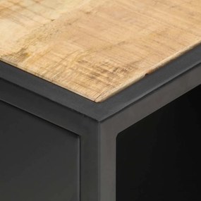 TV stolek s vyřezávanými dvířky 90 x 30 x 40 cm hrubý mangovník 320944