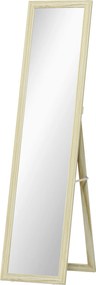 HOMCOM stojací a nástěnné zrcadlo obdélníkové celozrcadlo do šatny, ložnice, obývacího pokoje 37x37x154 cm, přírodní dřevo