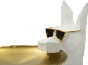 Dekorativní soška Dog Ory s podnosem 74 cm bílá