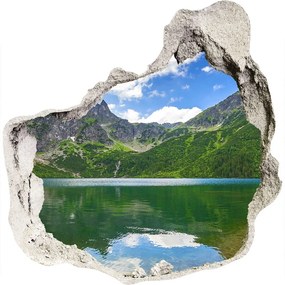Wallmuralia Díra 3D ve zdi nálepka Morské oko Tatry 75x75 cm