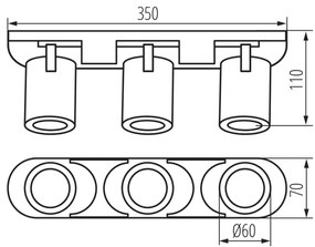 Kanlux 38966 - Bodové svítidlo LAURIN 3xGU10/10W/230V mosaz/bílá