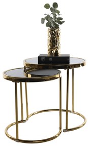 Konferenční stolky, set 2 ks, gold chrom zlatá / černá, MORINO