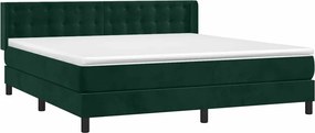 Box spring postel s matrací tmavě zelená 160x200 cm samet 3131210