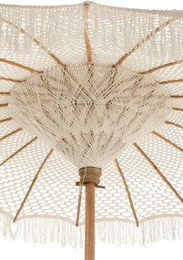 Přírodní drhaný slunečník s dřevěnou tyčí Macrame - ∅200*250 cm