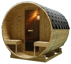 RAKOUSKÝ produkt - Venkovní sudová sauna BERGEN pro 4-6 osob 194,8x220x191,5 cm (F70220)