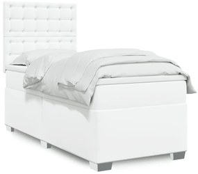 Box spring postel s matrací bílá 90x200 cm umělá kůže 3290705