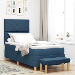 Postel s boxspringem s čelo Modrá 190 x 90 cm textil 3344344