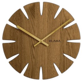 VLAHA Dubové české hodiny vyrobené v Čechách se zlatými ručkami ⌀32,5cm VCT1013