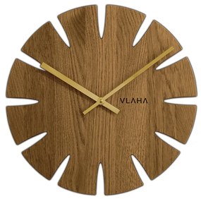 VLAHA Dubové hodiny vyrobené v Čechách se zlatými ručkami ⌀32,5cm VCT1013