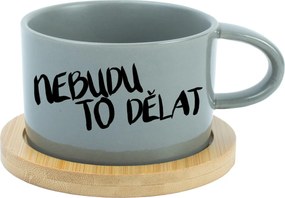 NEBUDU TO DĚLAT - šedý hrníček makronka 200 ml
