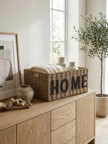Sinsay - Pletený úložný koš s nápisem Home - béžová