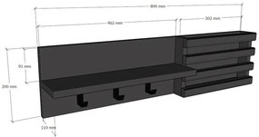 Nástěnný věšák Huso Anthracite
