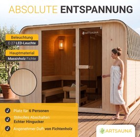 Artsauna Venkovní sauna Cube Fjora XXL s odpočívárnou