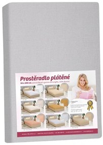 Bellatex Prostěradlo plátěné s gumou 90x200 cm světlá šedá
