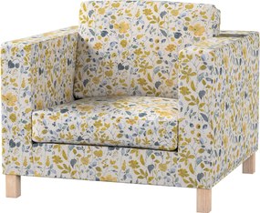 Potah na křesko IKEA Karlanda, krátký barva žlutá látka pletený vzor, vzorované