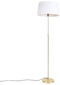 Chytrá stojací lampa zlatá s lněným stínítkem bílým 45 cm vč. Wifi A60 - Parte