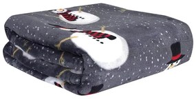 Svítící vánoční mikroplyšová deka SNOW BUDDY, šedá Rozměr: 150 x 200 cm