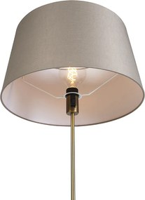 Stojací lampa bronzová s lněným stínítkem taupe 45 cm nastavitelná - Parte