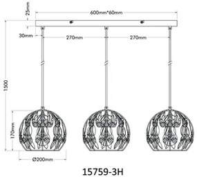 Globo 15759-3H - Lustr na lanku MIKA 3xE27/40W/230V